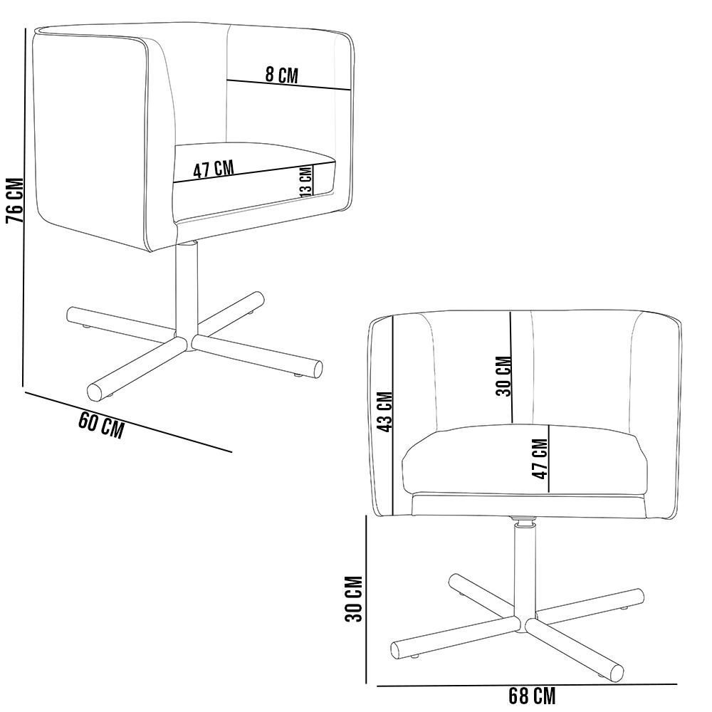 Poltrona Giratória Base X Linho Cinza D-315 - WebContinental