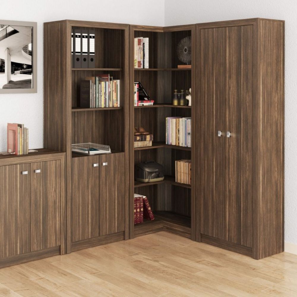 Armário de Canto para Escritório Me4132 Tecno Mobili Nogal - WebContinental