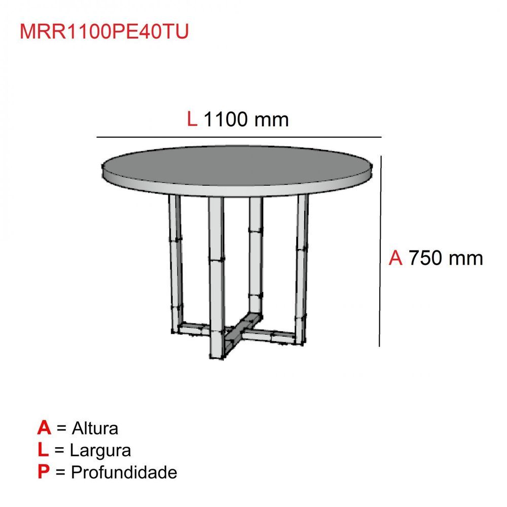 Mesa De Reunião Redonda Pé Tubular Mrr1100Pe40 Pandin Móveis Imbua ...