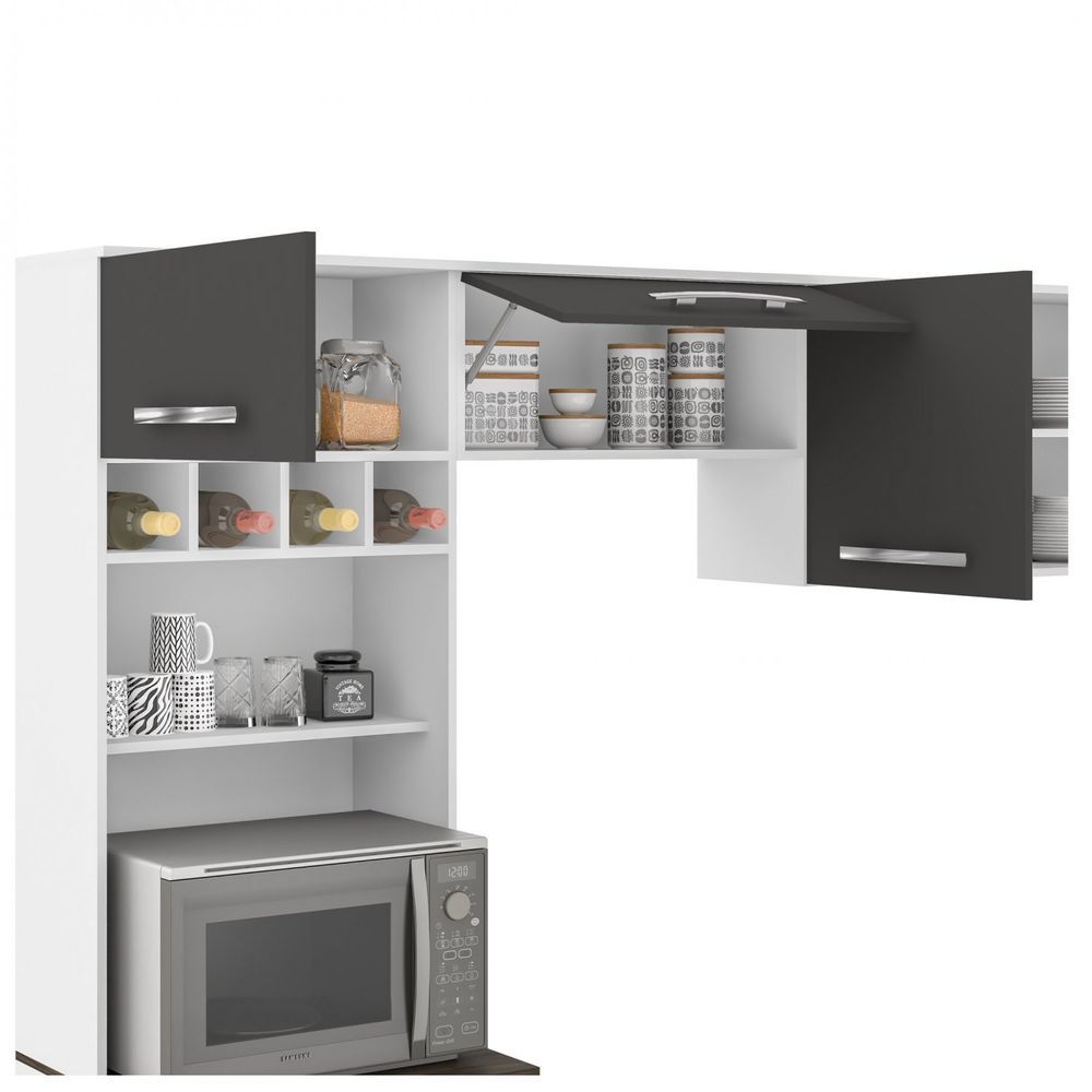 Cozinha Compacta 5 Portas 5 Nichos Lorena Plus Madine Branco/Grafite ...