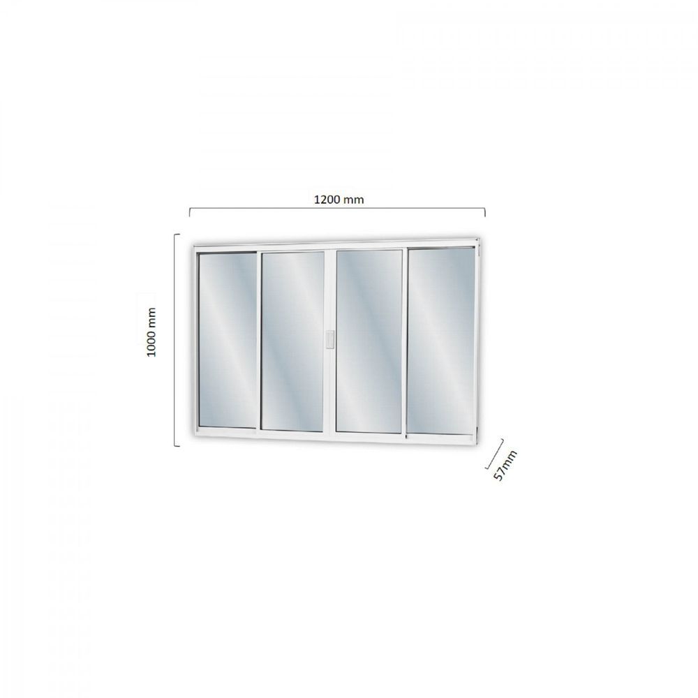 Janela De Aluminio Branco 4 Folhas Com Vidro Mini Boreal 100X100 Mgm ...