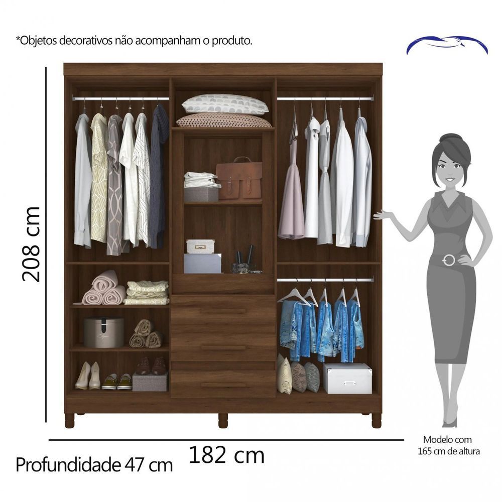 Guarda Roupa Casal 10 Portas Fusion Nature/Titanium - WebContinental