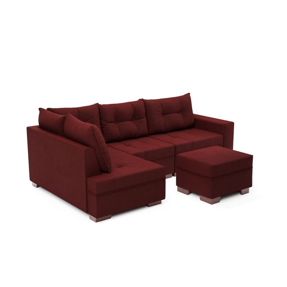Sofá De Canto Com Puff 7 Lugares 238cm Gávea Montreal Vermelho ...
