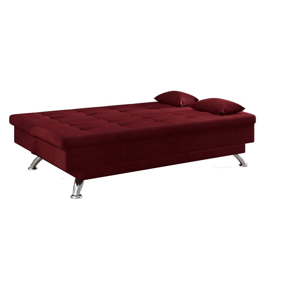 Sofá Cama 3 Lugares Premium Móveis Digital Suede Vermelho - WebContinental