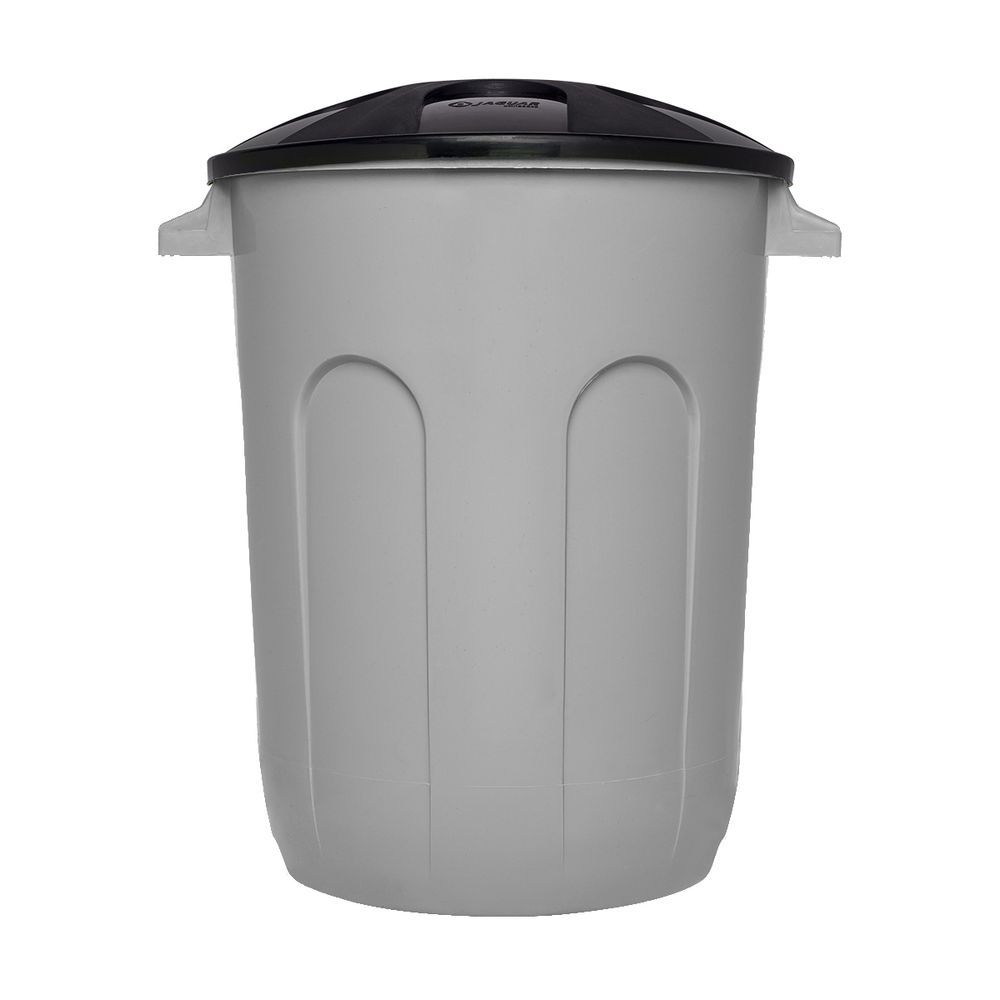 Cesto Redondo Fechado Com Tampa E Alça 93L Plástico Cinza - WebContinental