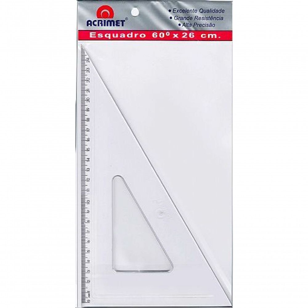 Esquadro Escolar Acrimet De 30º X 60º Graus Com 26 Cm 541 - WebContinental