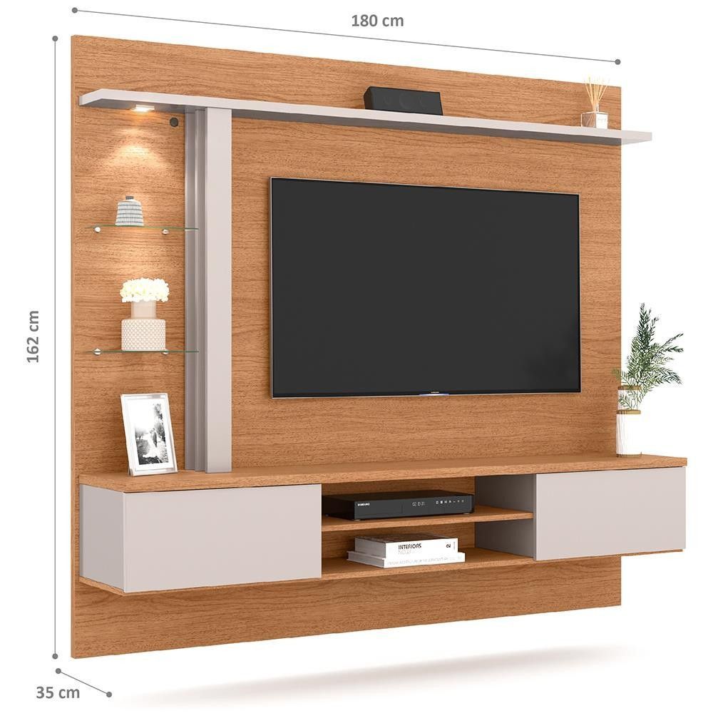 Painel Home Colibri Salinas Para Tv De Até 60 Natura Real Com Off White - WebContinental