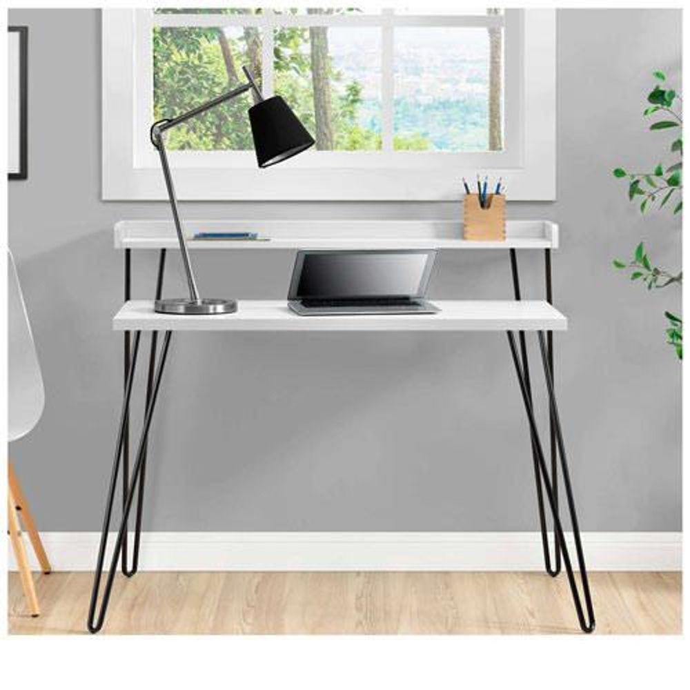 Mesa de Escritório Haven Desk Branco e Preto Cosco Home - WebContinental