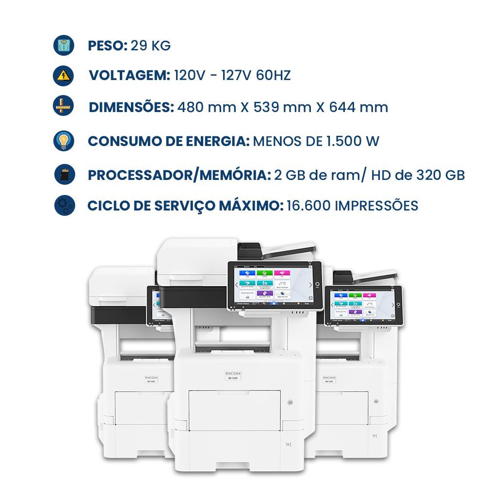 Impressora Multifuncional Pb Ricoh Im550F - WebContinental