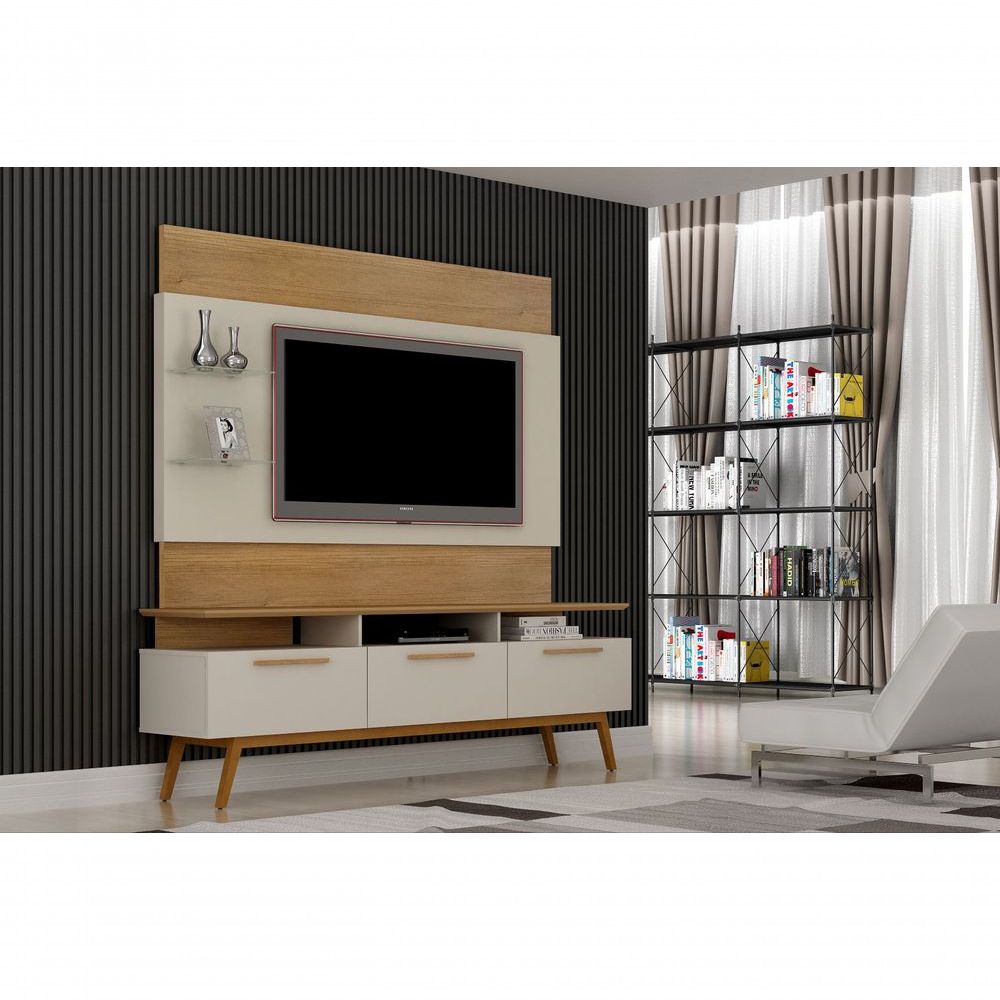 Painel Para Tv Até 65" Turim Com Bancada Off White Cinamomo ...