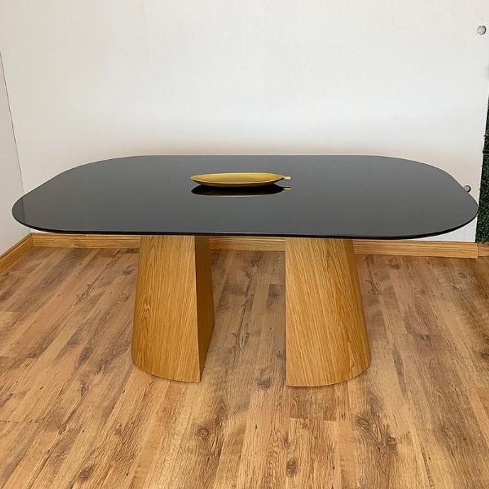 Mesa De Jantar Cone Duo Retangular 160X90Cm Tampo Laca Preta Base Freijó - WebContinental