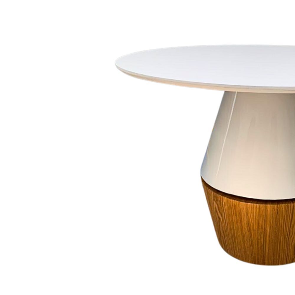 Mesa De Jantar Cone Duo Modelar 120cm Barril-clássico Em Madeira E Laca Cor Branco - WebContinental