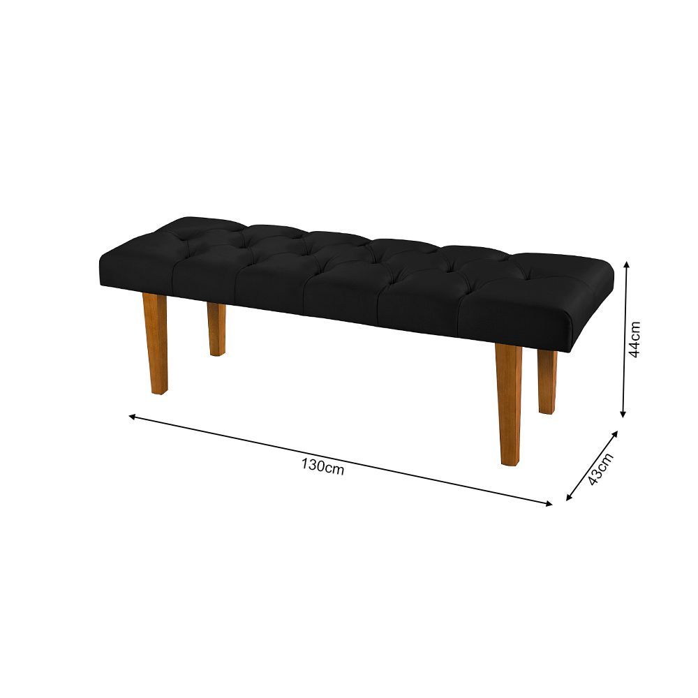 Recamier Banco Capitonê Veludo Preto Com Pés De Madeira Maciça Paris 1 ...