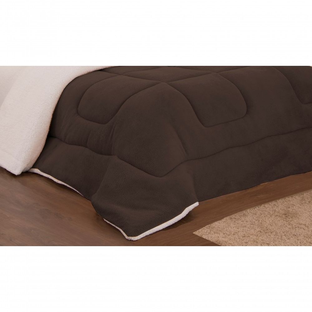 Edredom Coberdrom King Sherpa Pele De Carneiro C/ Soft Marrom ...