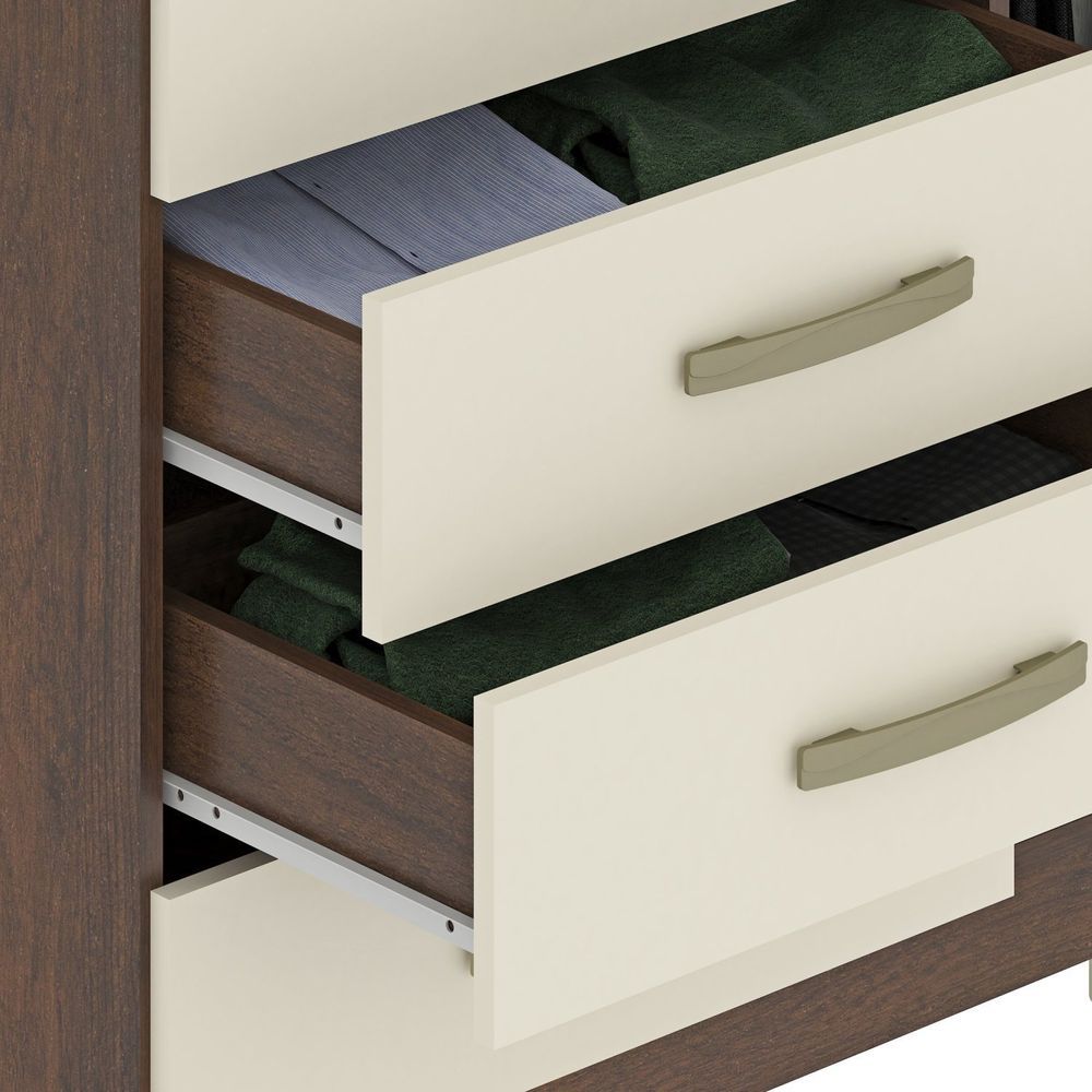 Guarda Roupa Solteiro Com Espelho 4 Portas 2 Gavetas Veneza Com Pés ...