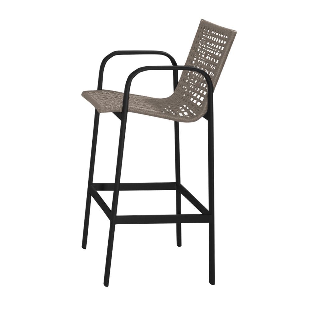 Kit 4 Banquetas Alta Em Corda Náutica Rami E Alumínio Preto Genova ...