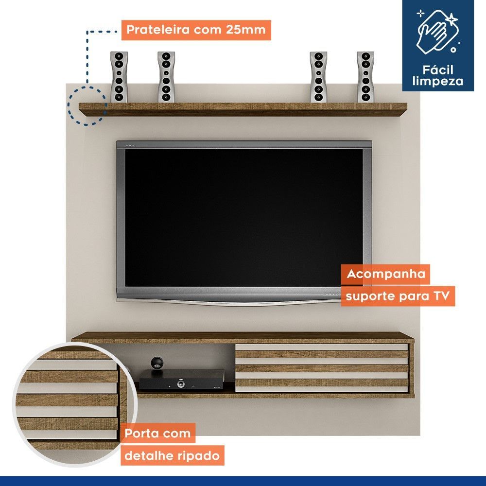 Painel Para Tv Arizona Ipê E Off White Até 50 Polegadas Com 2 ...