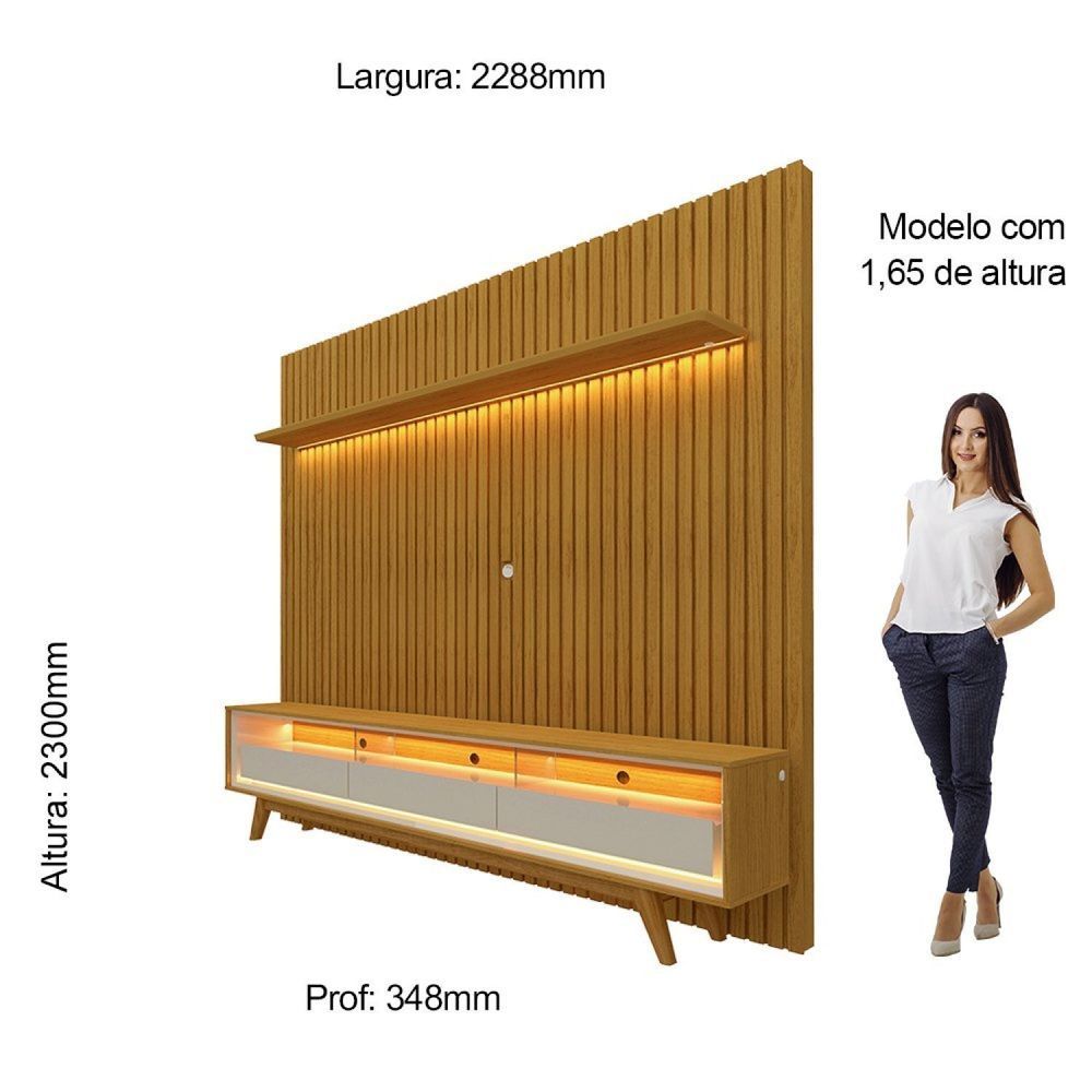 Rack Com Painel Para Tv Até 85 Polegadas Led 3 Gavetas Com Pés Nobre ...
