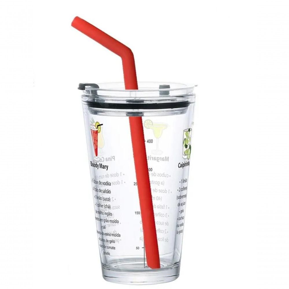 Kit Coqueteleira Em Vidro Com Canudo 455 Ml - Full Fit - WebContinental