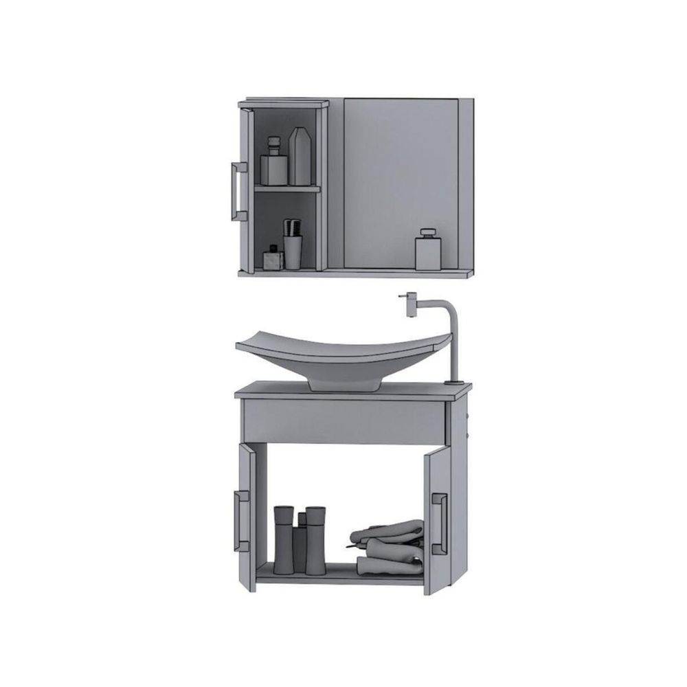 Conjunto Gabinete Para Banheiro Com Cuba E Espelheira Bali Contarini ...