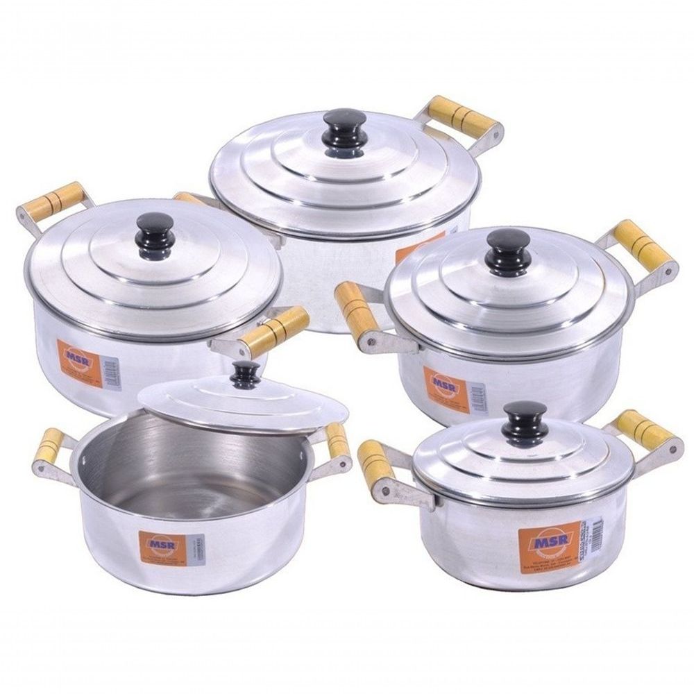 Jogo De Panelas Alumínio Liso Leve Cabo Madeira Msr Jg5 - WebContinental