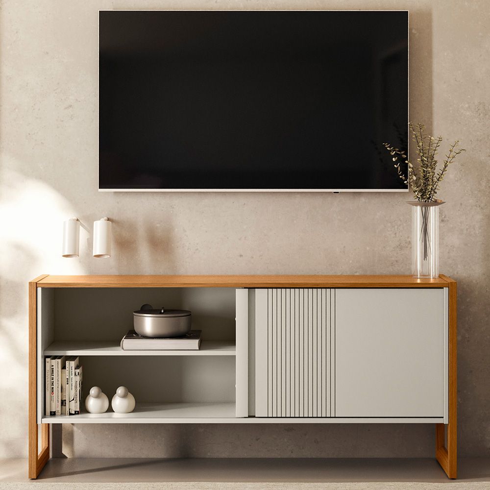 Rack Bancada De Tv 55 Polegadas Glossy L06 Nature/off White - Mpozenato - WebContinental