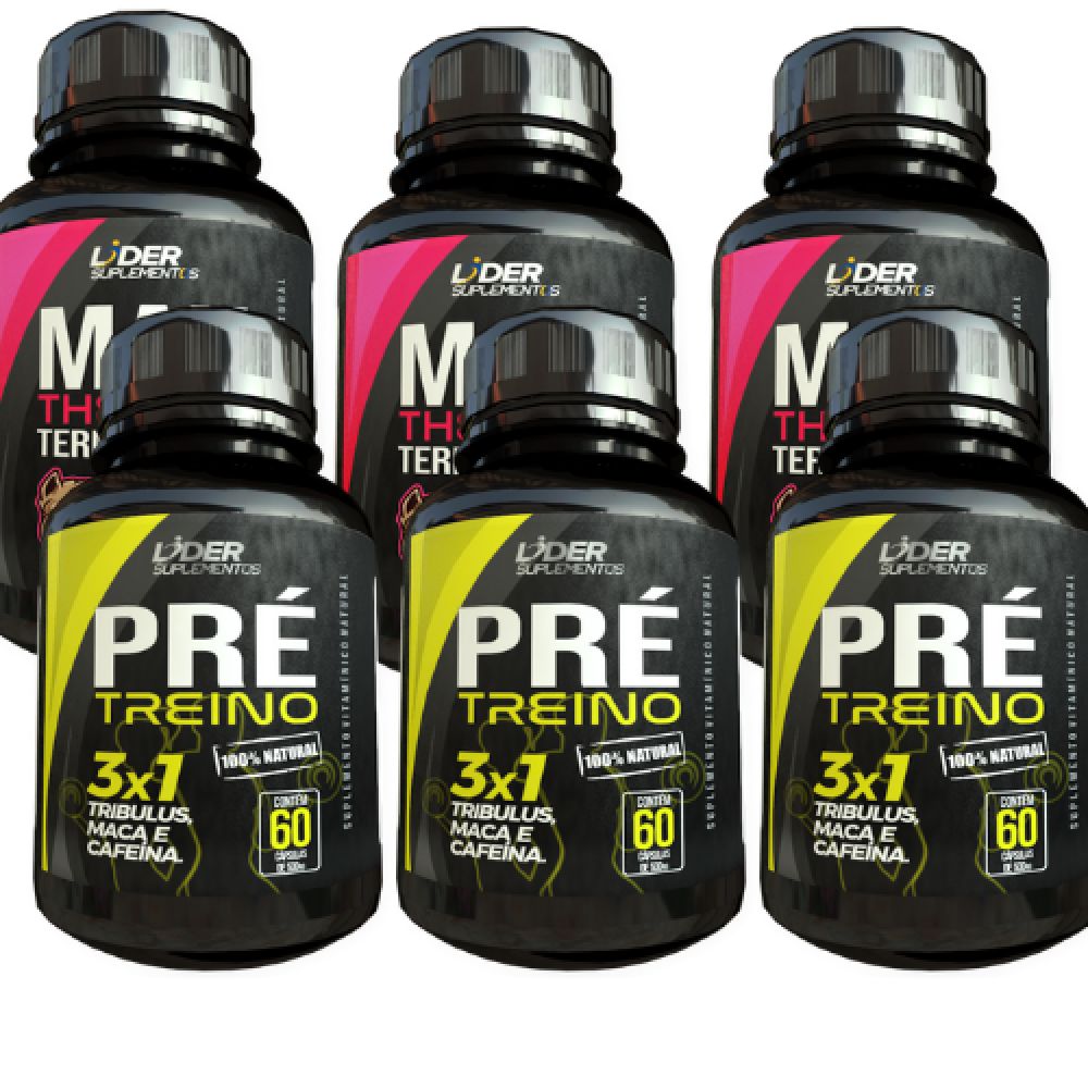 Max Thermo E Pré-treino 60 Cápsulas De 500mg Kit Com 6 Potes ...