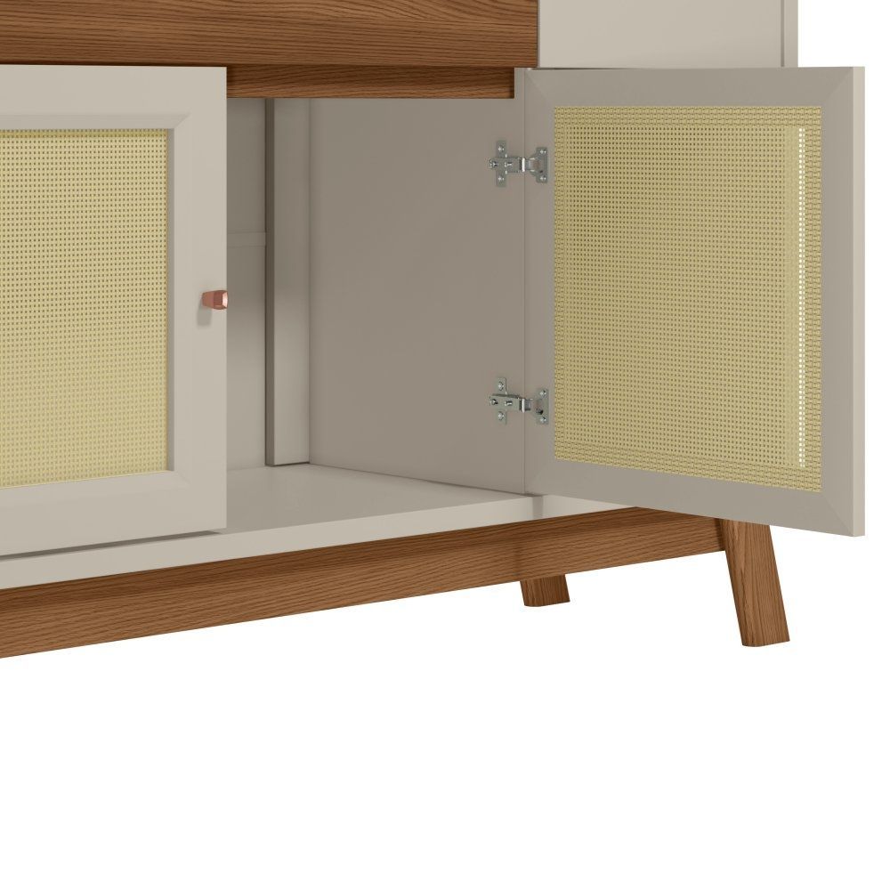 Bancada Mini Bar 2 Portas Palha Siborn Freijó Off White - WebContinental