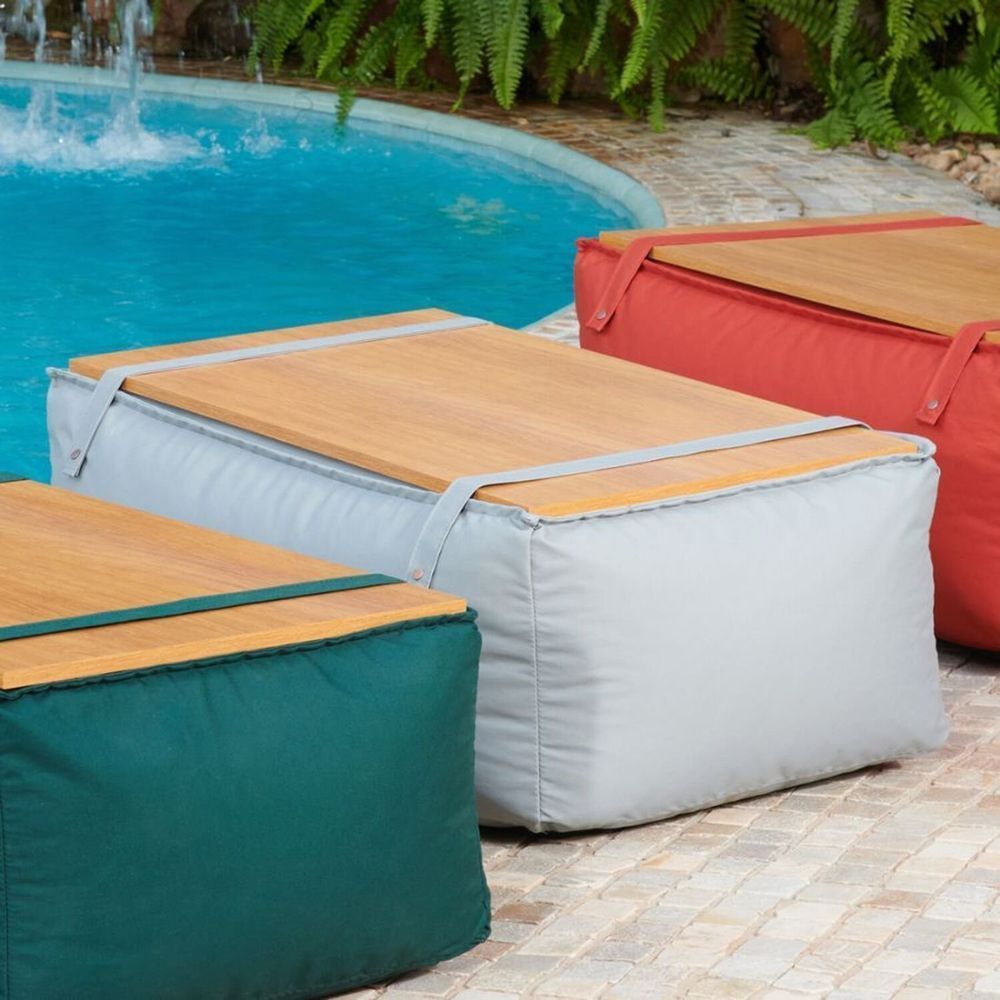 Puff Em Outdoor Com Tampo Trancoso Cinza - WebContinental