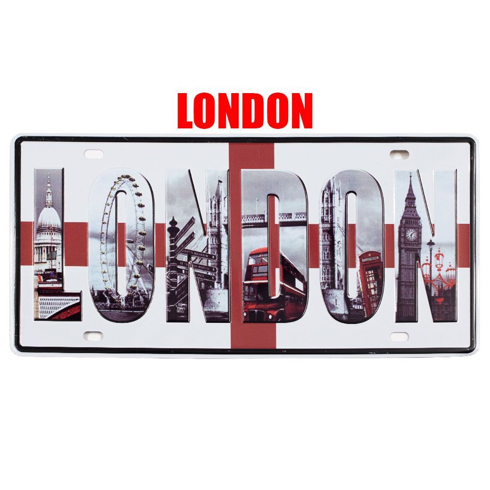 Quadro Placa Decorativa Metal Bandeira Inglaterra Londres - WebContinental