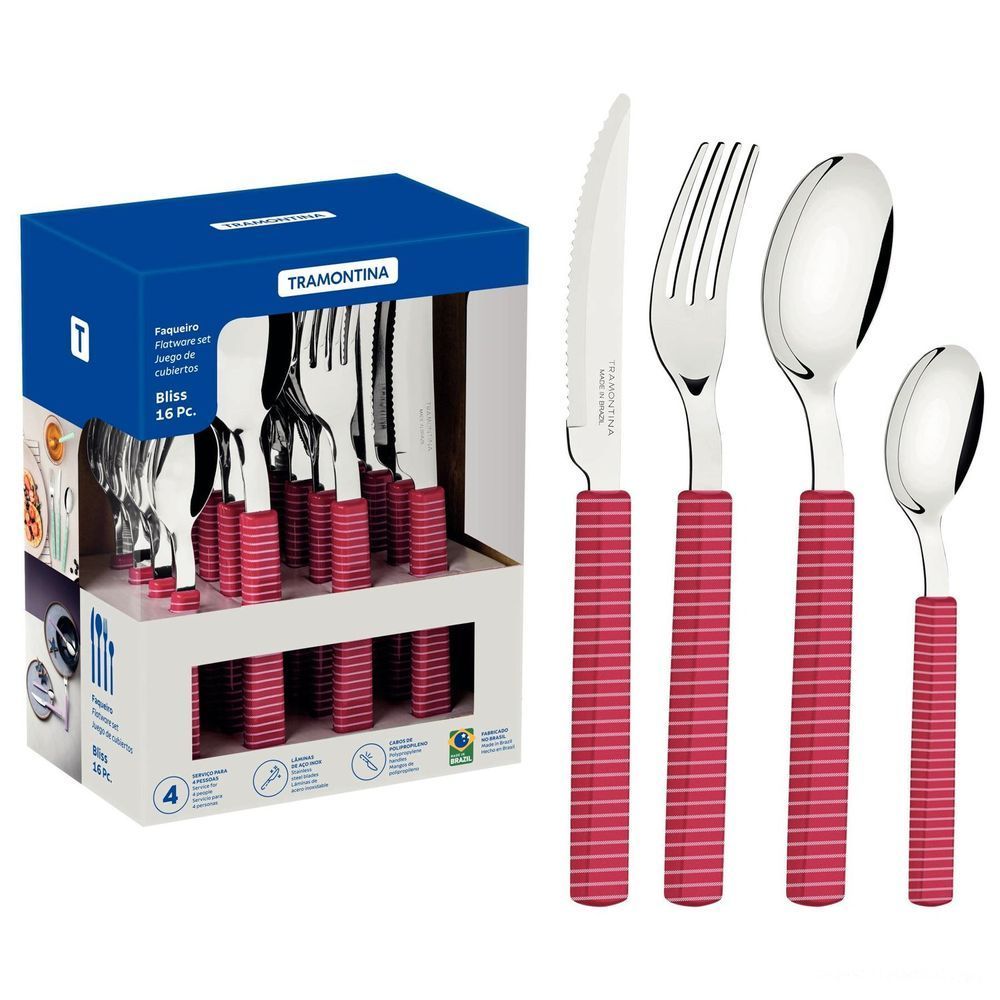 Faqueiro Bliss Com Lâminas Em Aço Inox E Cabos De Polipropileno Viva ...