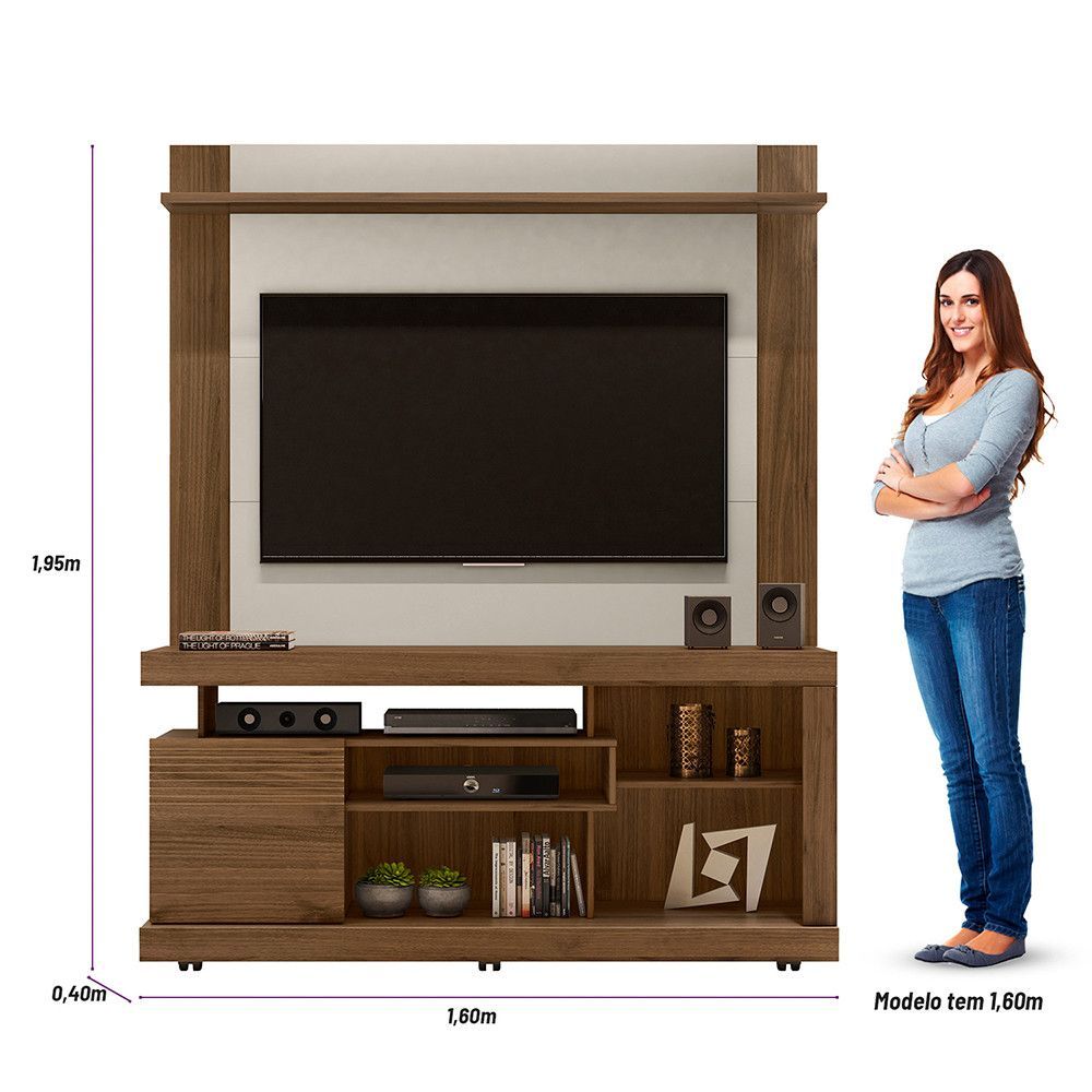 Rack Gramado Com Painel Tulum Para Tv 55 Polegadas Linea Brasil Nogueira - WebContinental