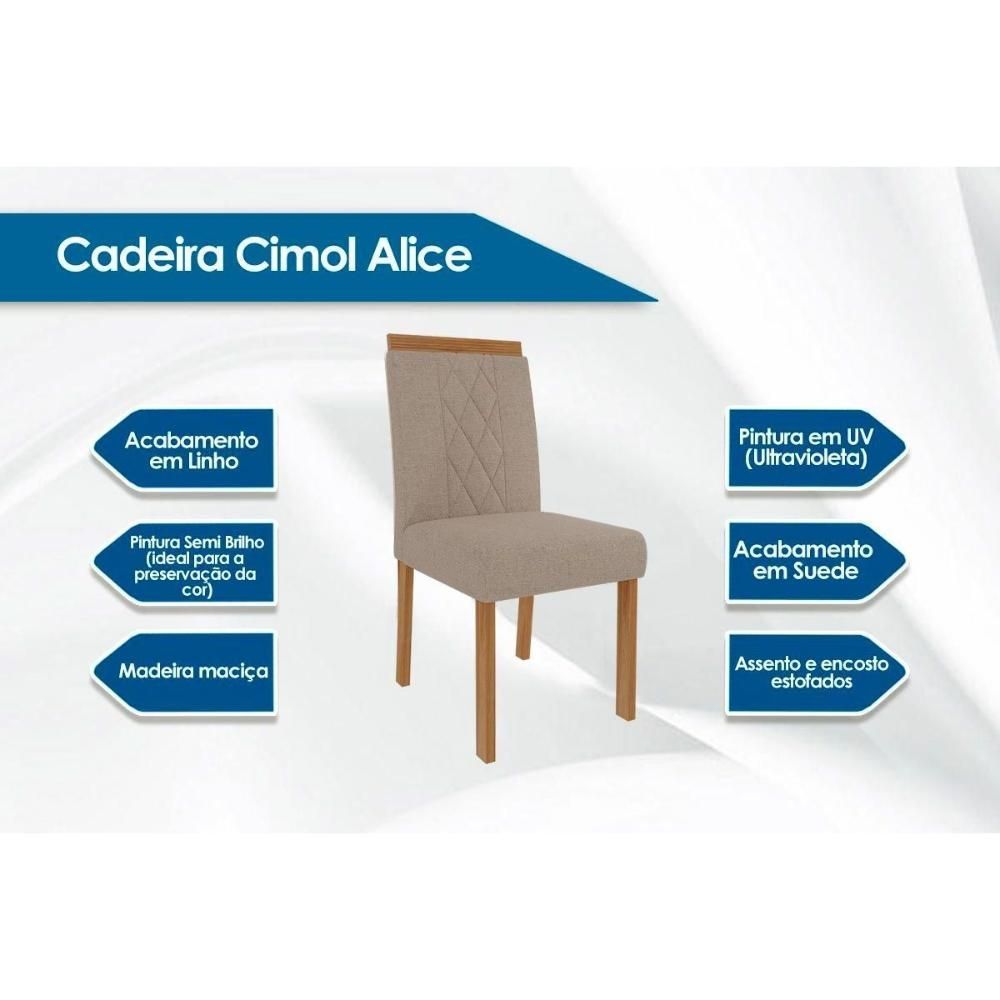 Cadeira Sala de Jantar Alice Madeira Kit Madeira Linho Bege ...