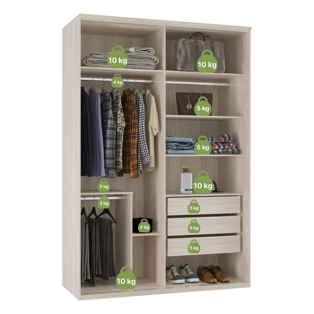 Guarda Roupas Modulado Solteiro 1,60m 2 Portas De Corrers Attuale ...