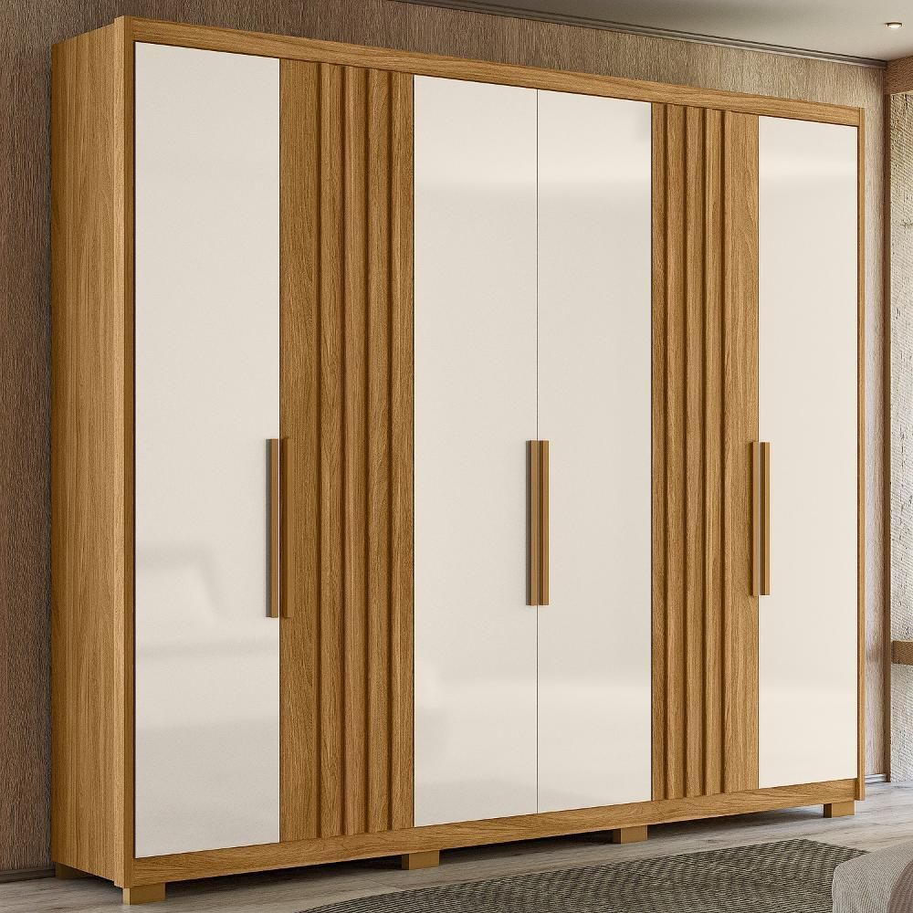 Guarda Roupa Casal 6 Portas 4 Gavetas Freijó / Off White Araguaia ...