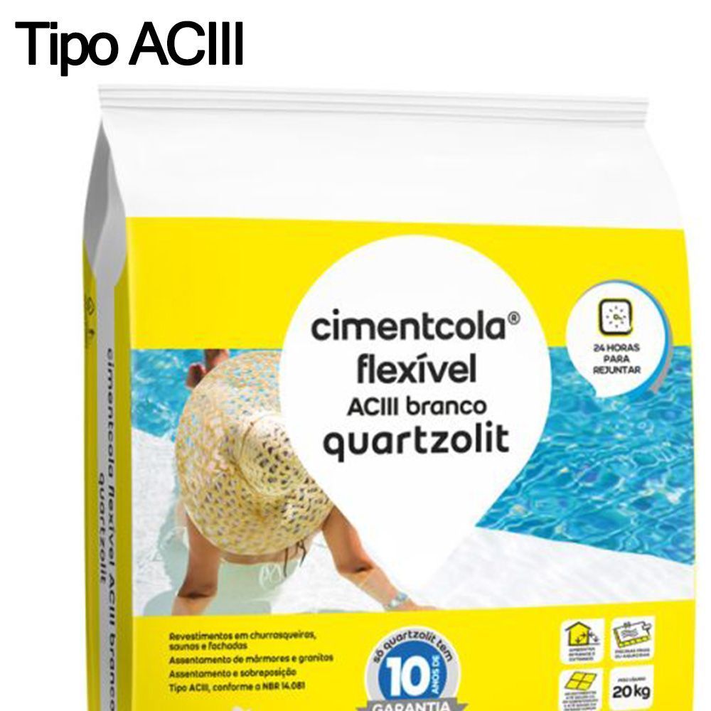 Argamassa Cimentcola Flexível Aciii Branco 20 Kg Quartzolit ...