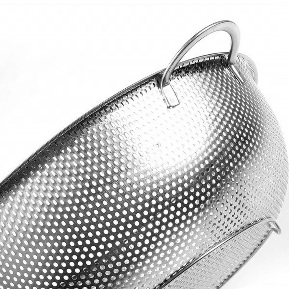 Escorredor Inox Com Alça Macarrão Legumes Frutas Arroz 25cm Cor:inox ...