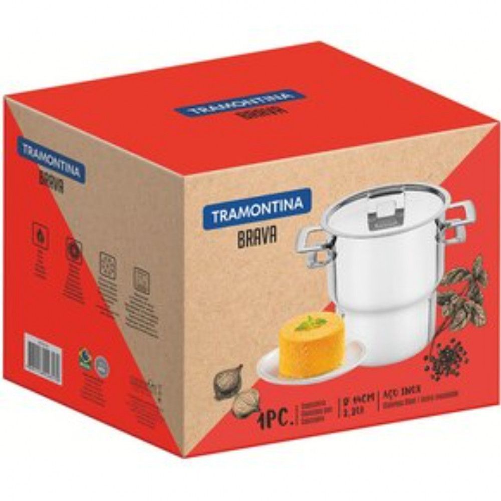 Cuscuzeira Tramontina Brava Em Aço Inox 14 Cm Inox - WebContinental