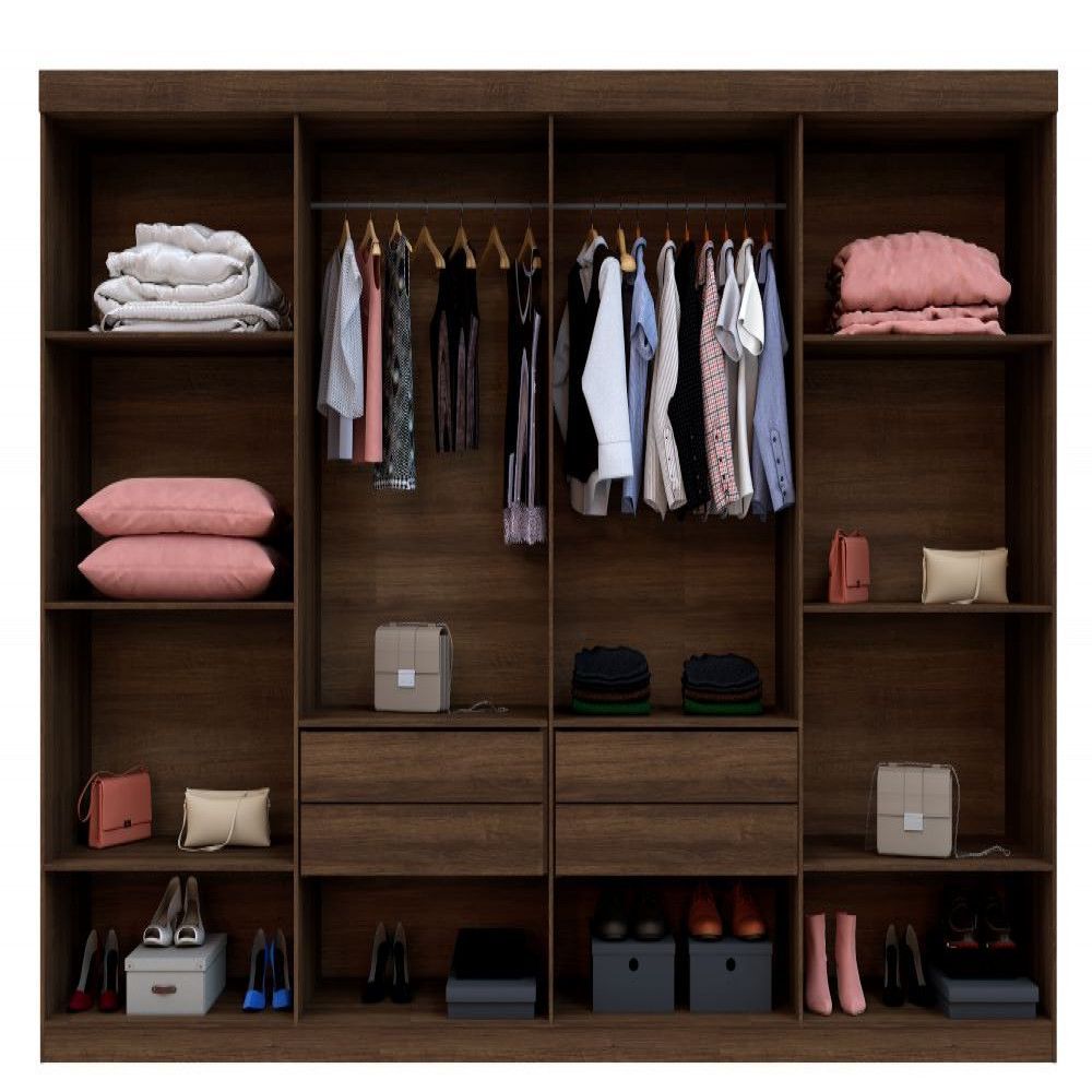 Roupeiro 8 Portas 4 Gavetas New Premium Benetil Imbuia Com Off White ...