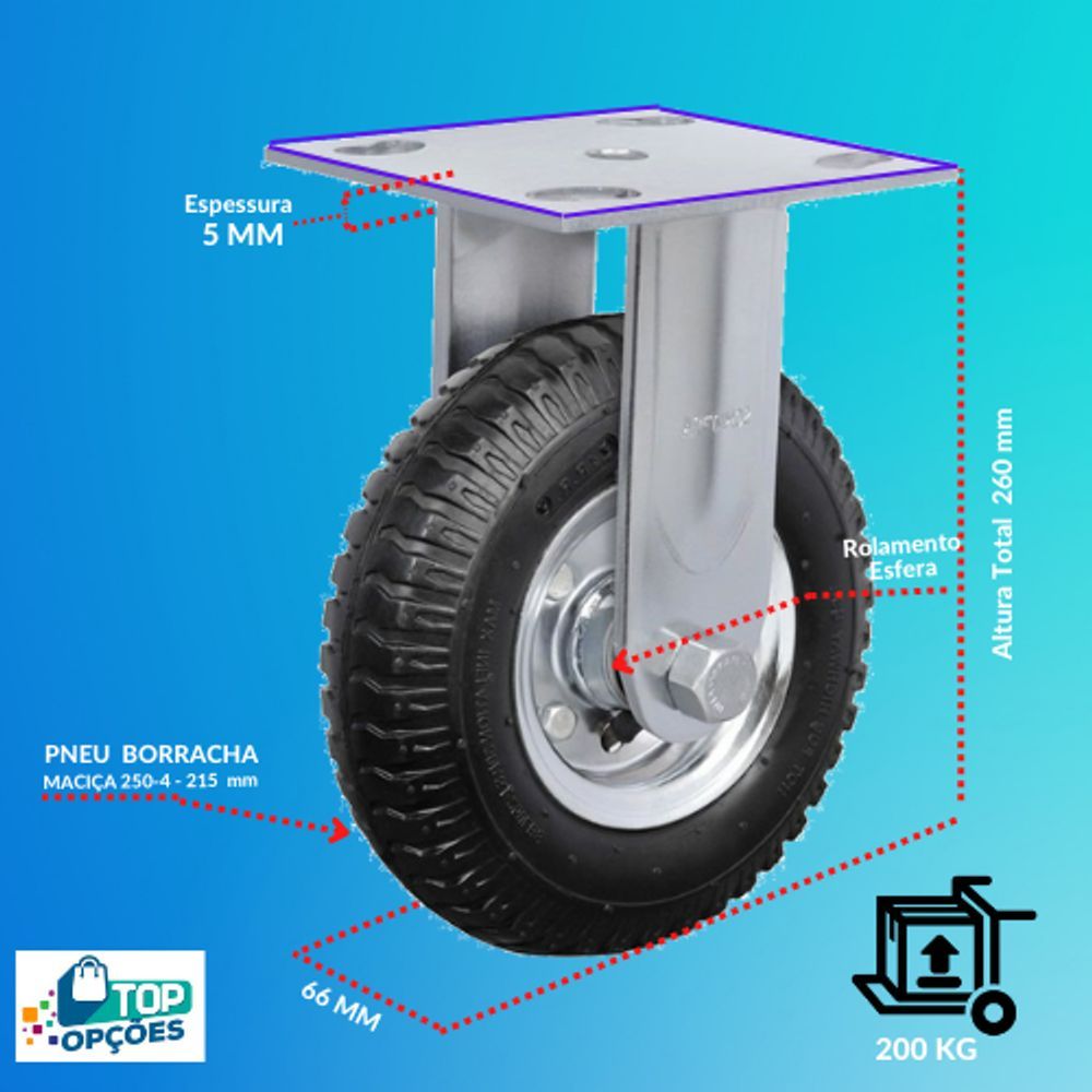 Roda Fixa Pneu Maciça Pol. Rol.esfera S/freio 200kg - WebContinental