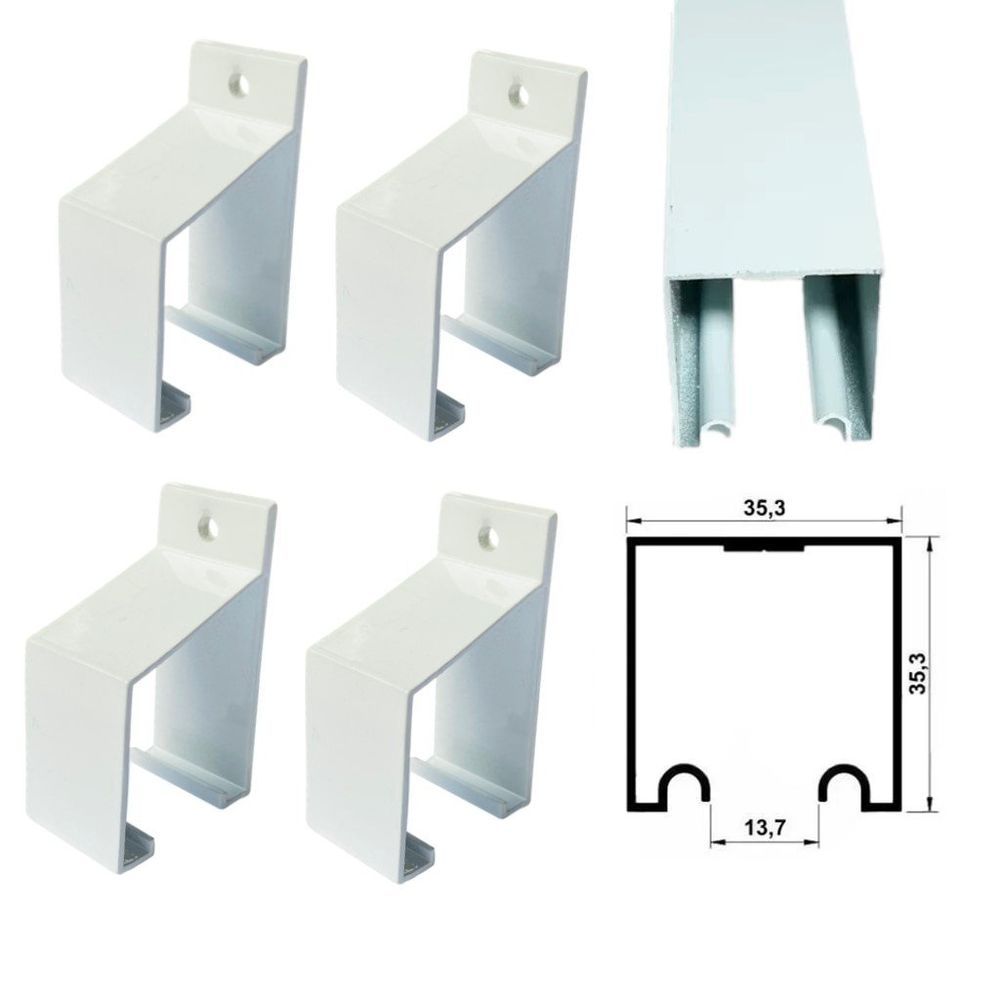 4 Suportes Parede Para Trilho Sp-1098 Branco - WebContinental
