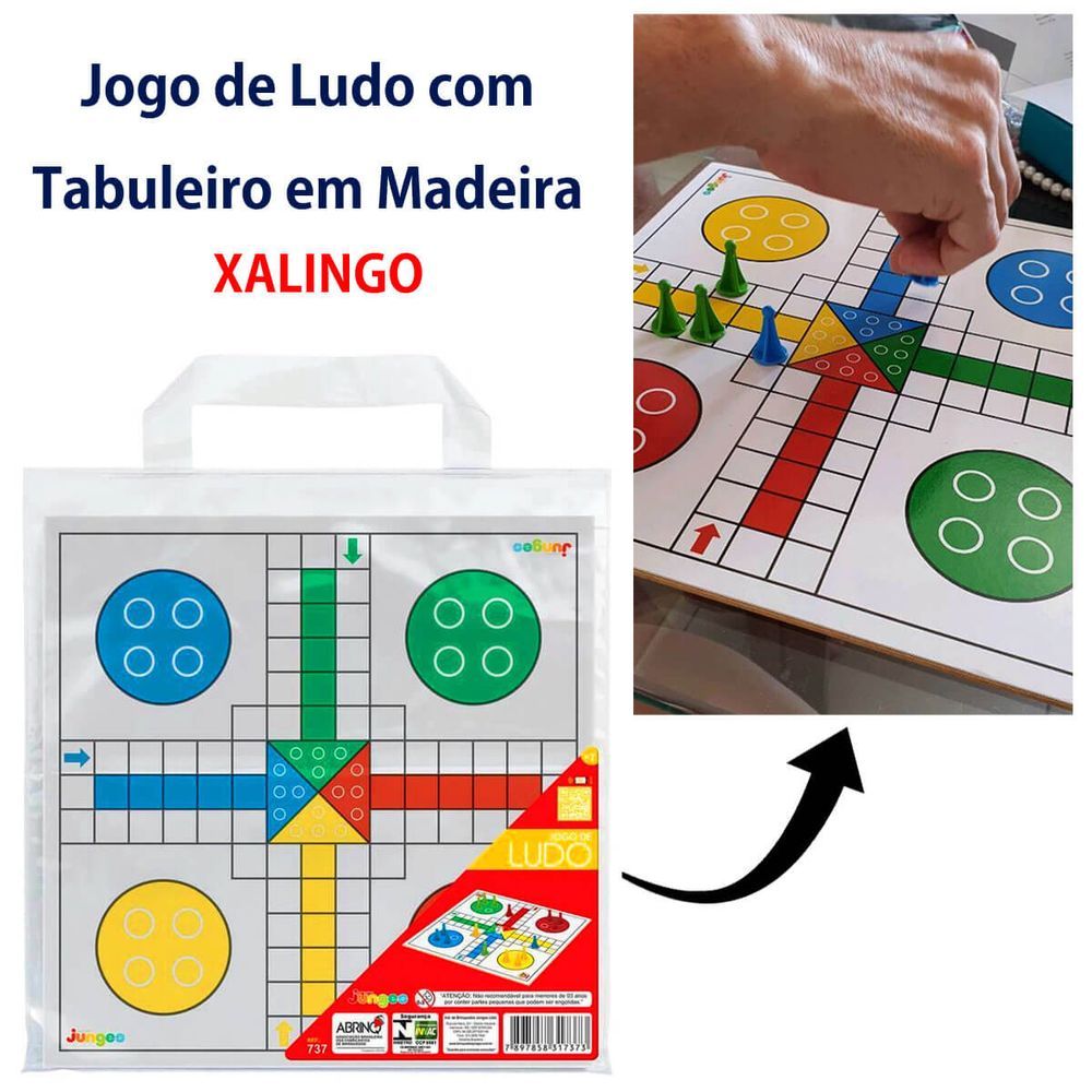 Jogo De Tabuleiro Ludo Em Madeira Com 16 Pinos E 1 Dado Xalingo ...