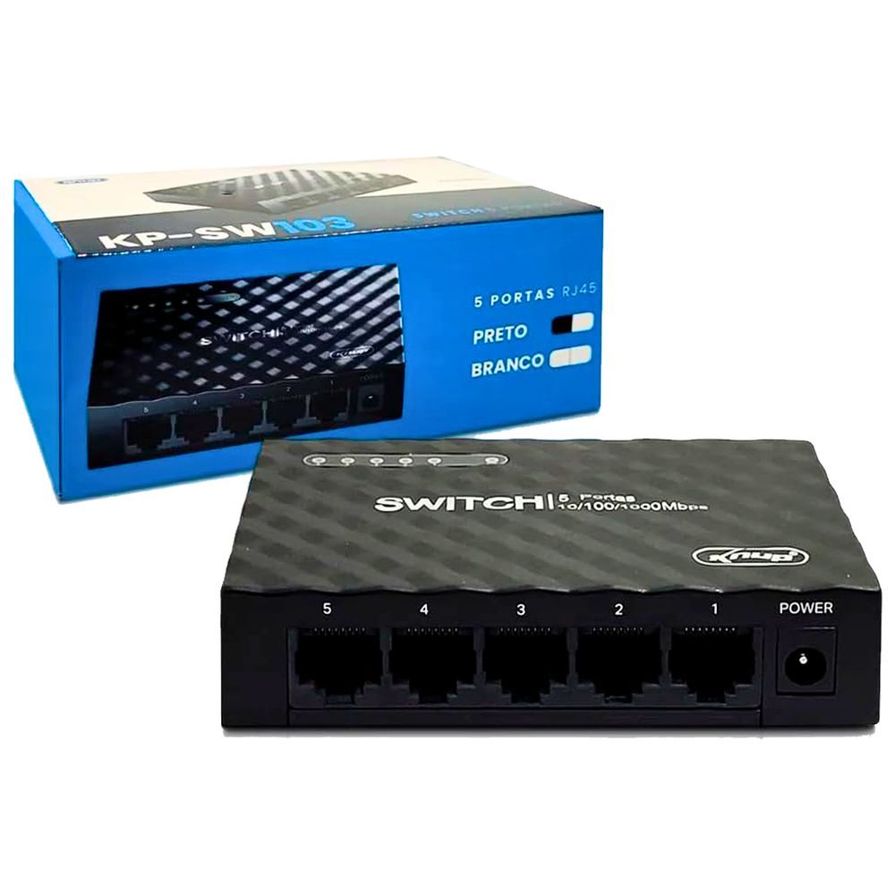 Hub Switch Para Redes De Computadores 5 Portas 10-100-1000 Sw103 ...