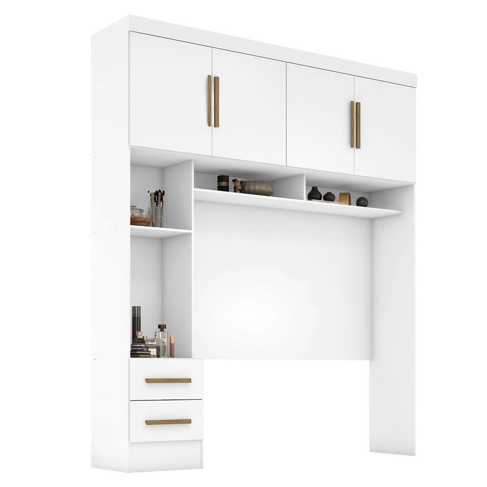 Módulo Closet Smart Aéreo Com Criado 2 Gavetas Com Maleiro Branco ...