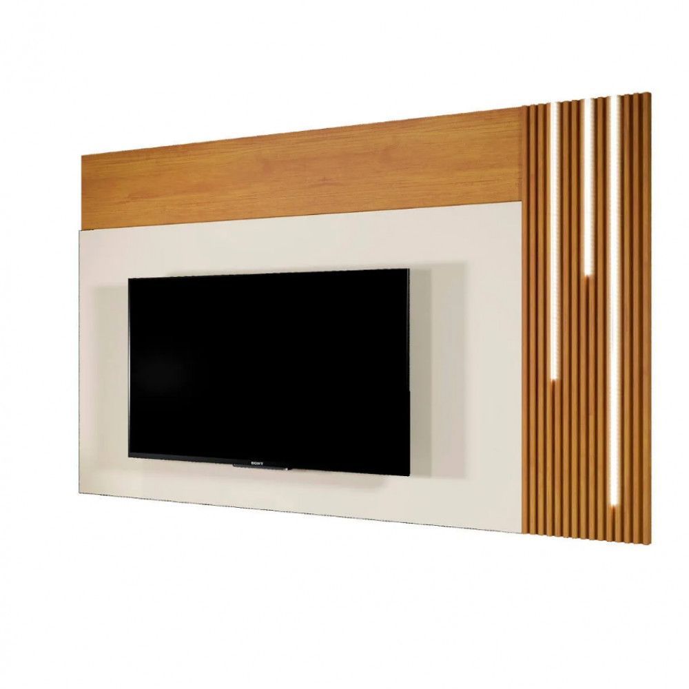 Painel Para Tv 75 Ripado C-led Cascata Valencia Mavaular Naturalle ...