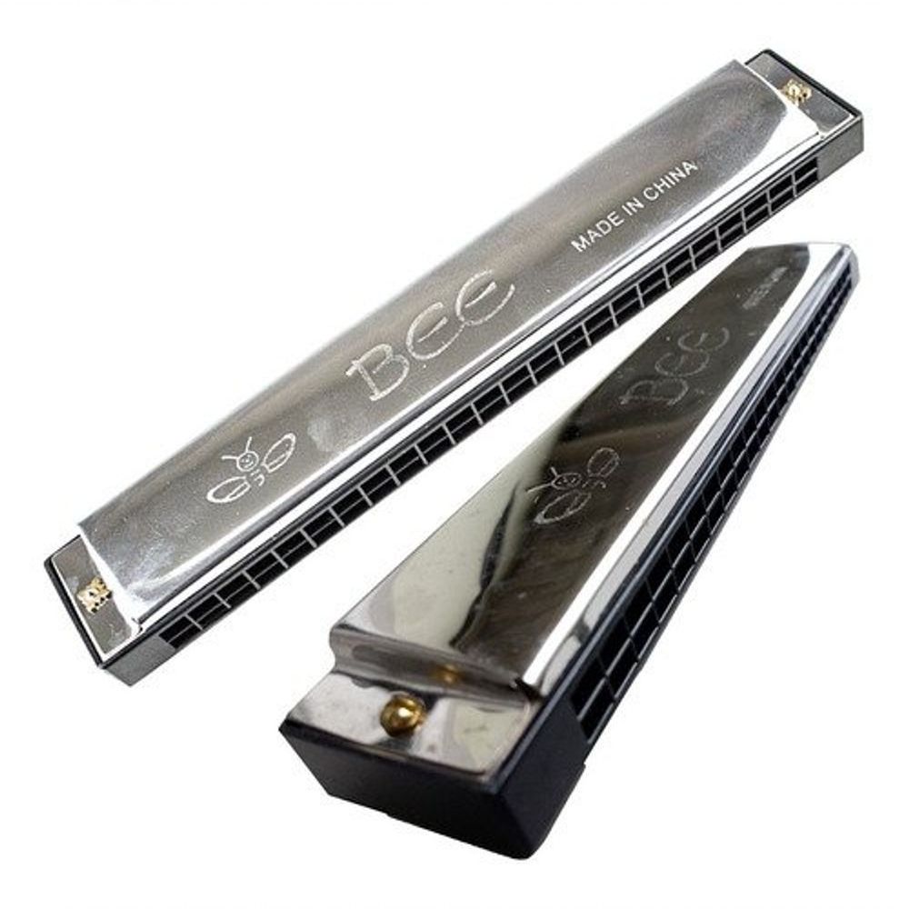Gaita De Boca Instrumento Harmônica Bee 48 Furos Prata - WebContinental