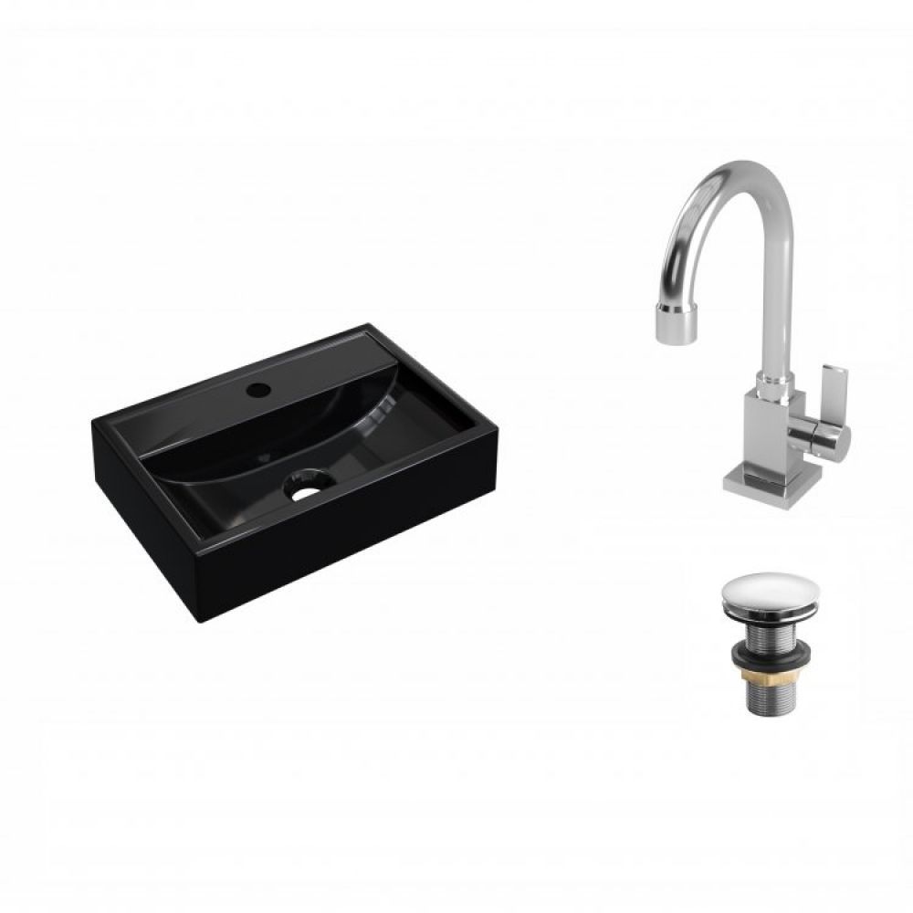 Kit Cuba Torneira Luxo e Válvula Compace Preto - WebContinental