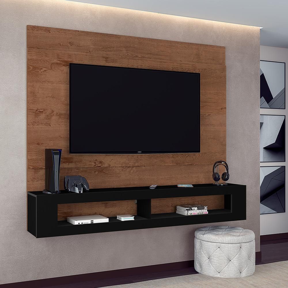 Painel Sala San Diego Para Tv Até 65 Polegadas Freijo Rustico-preto Fosco Freijo Rustico-preto ...
