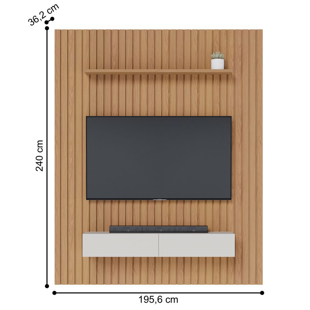 Painel E Nicho Ripado Tvs 82 Iambo Freijó Off White Matte - WebContinental