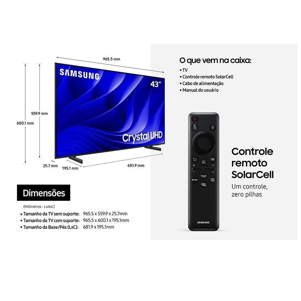 Smart TV Samsung Crystal UHD 4K 75 Polegadas 75DU8000 com Painel ...